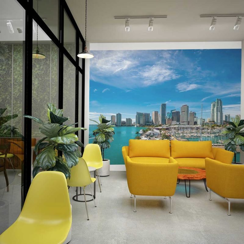 Bayside Downtown Miami Brickell Key Canvas Wall Art Decor Color ...