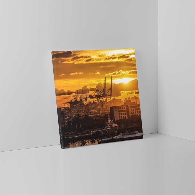 Golden Sunset Port of Miami Canvas Wall Art Color Photography ...